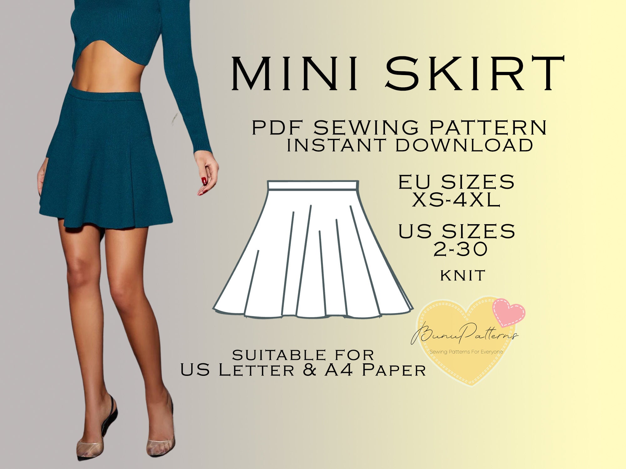 Mini Skater Skirt Sewing Pattern PDF Sewing Pattern Instant