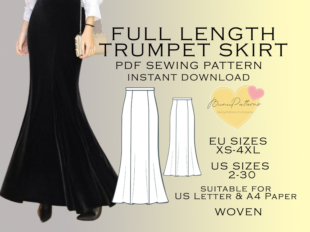 Full Length Trumpet Skirt Sewing Pattern PDF Sewing Pattern - Etsy