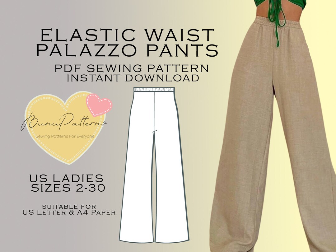 Elastic Waist Palazzo Pants Sewing Pattern Cosy Everyday - Etsy