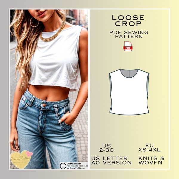 Crop Top Sewing Pattern - Etsy