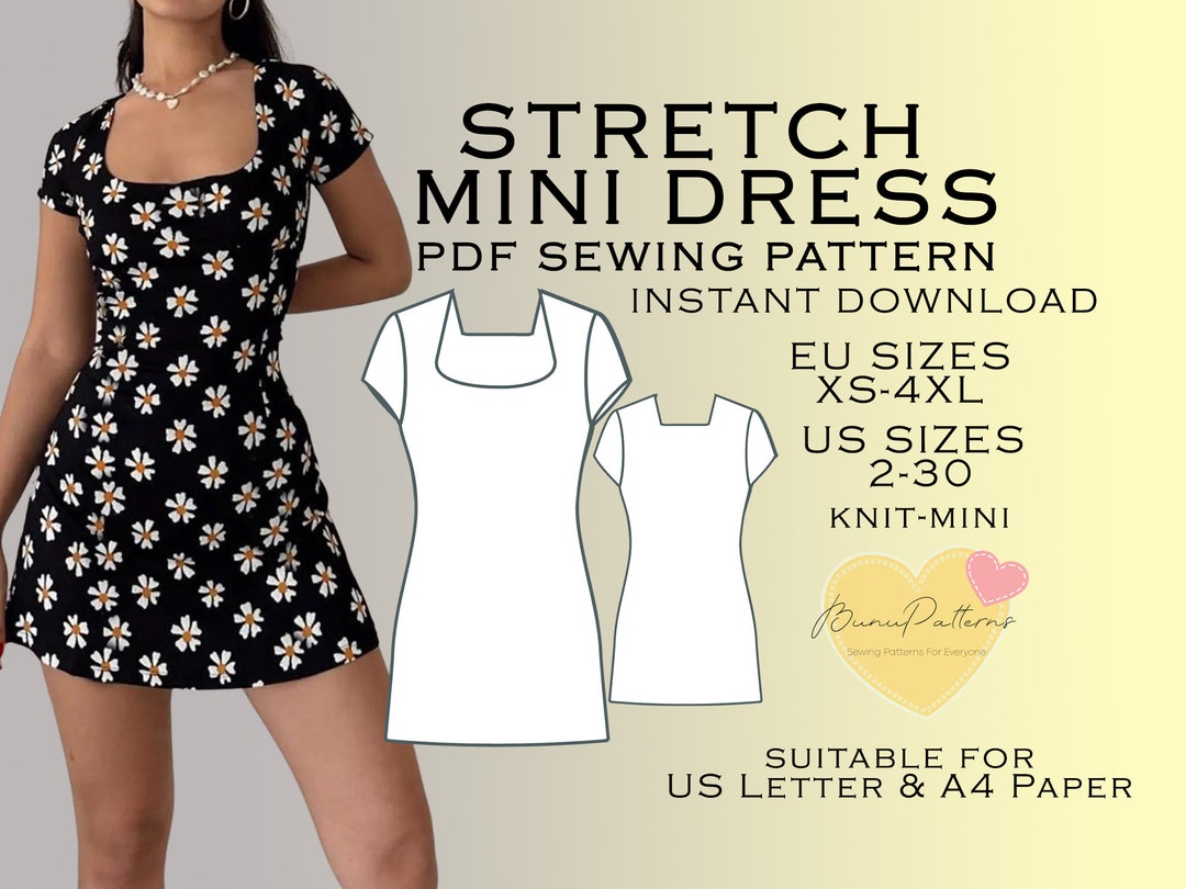 Stretch Mini Dress Sewing Pattern Summer Dresses Patterns Pdf Etsy