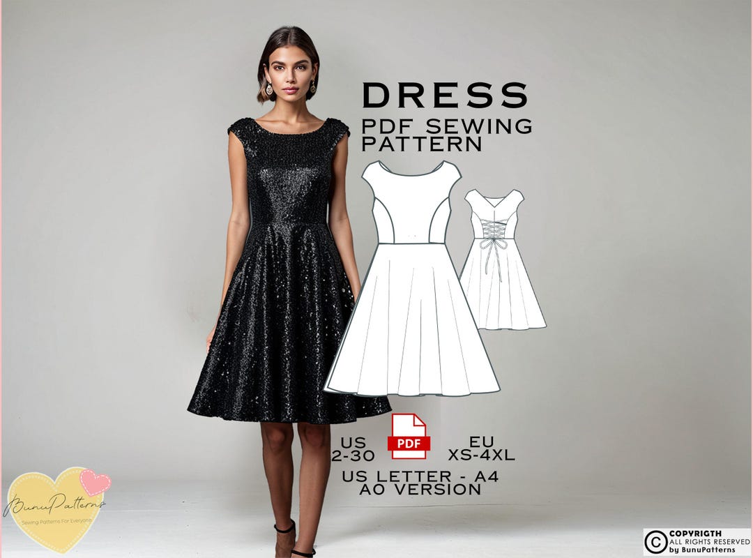 Drop Shoulder Dress Sewing Pattern, Cottagecore Dress PDF Sewing ...