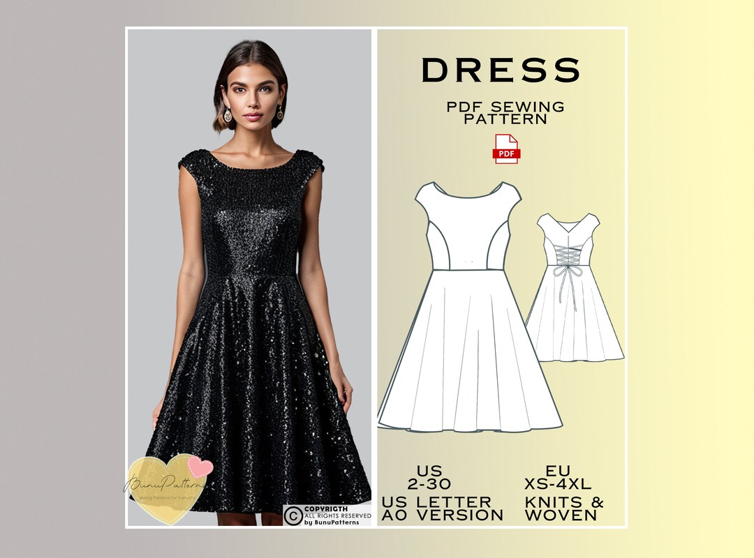 Drop Shoulder Dress Sewing Pattern, Cottagecore Dress PDF Sewing ...