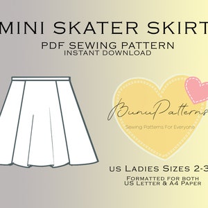 Mini Skater Skirt Sewing Pattern PDF Sewing Pattern Instant - Etsy