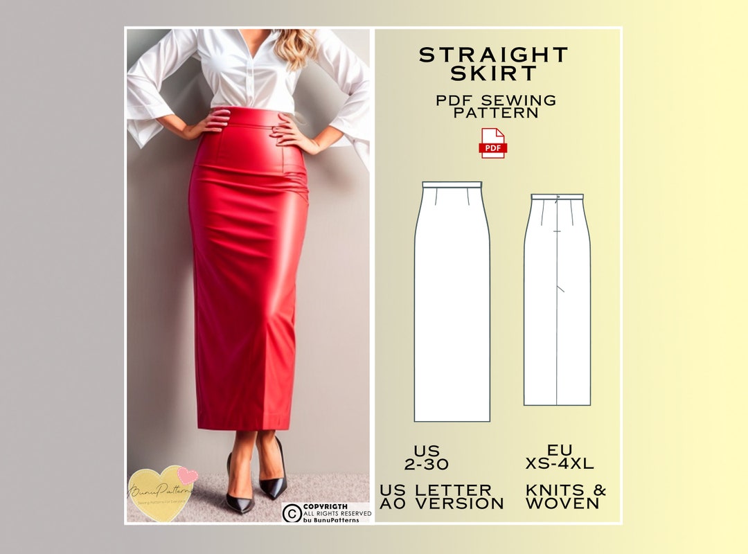Straight Skirt Sewing Pattern, Modest Skirt PDF Sewing Pattern Instant ...