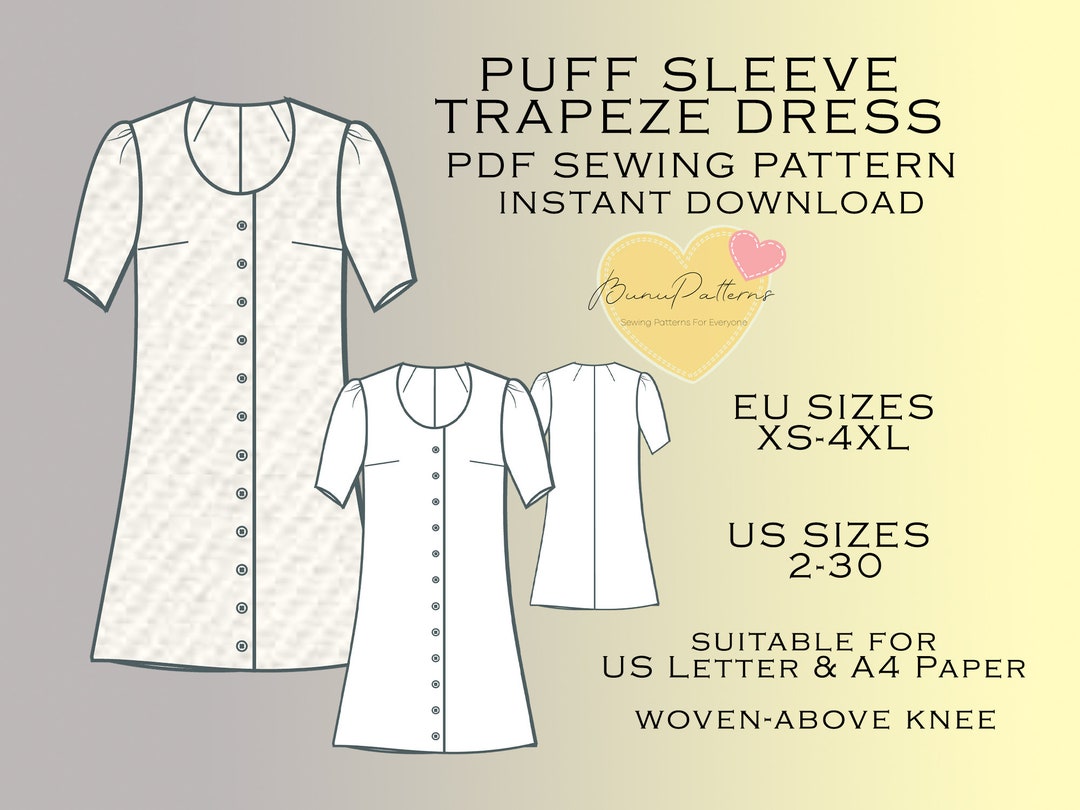 Trapeze Dress Sewing Pattern, Everyday Dress, Dress PDF Sewing Patterns ...