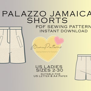 Palazzo Jamaica Shorts Sewing Pattern Pocket Wide Leg Shorts - Etsy