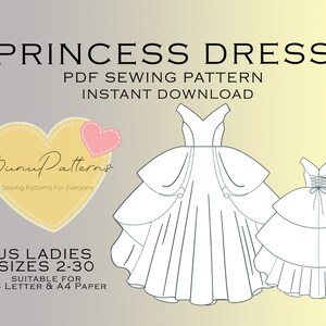 Princess Dress Sewing Pattern Wedding Dress PDF Sewing - Etsy Canada