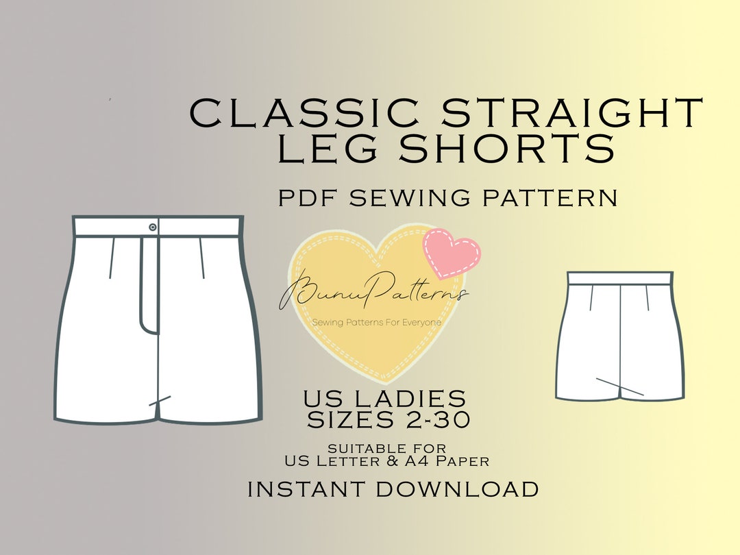 Classic Straight Leg Short Sewing Pattern, Formal Short PDF Sewing ...