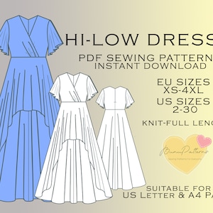 Hi-low Dress Sewing Pattern Prom Dress PDF Sewing Pattern - Etsy