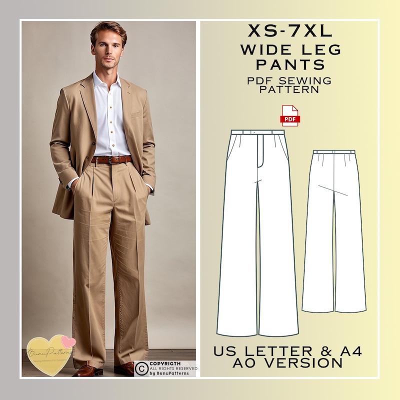 Linen Wide Leg Pants Mens - Etsy