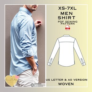 Mens Shirt Sewing Pattern, Man Classic Fit Shirt Sewing Pattern, PDF ...