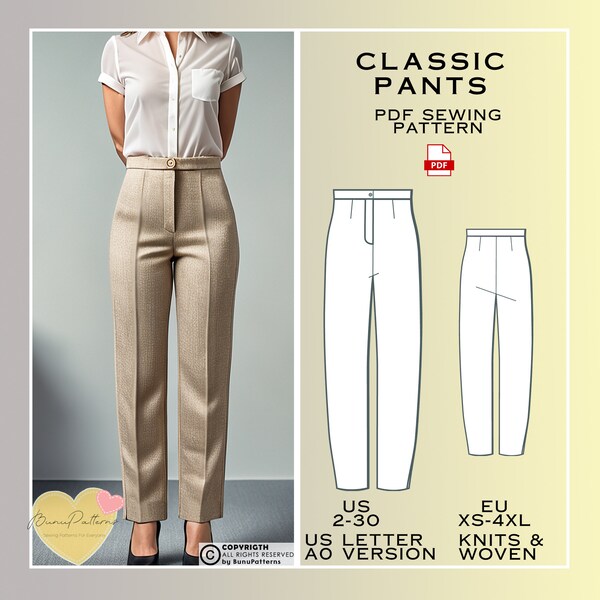 Sewing Patterns for Women Pants - Etsy