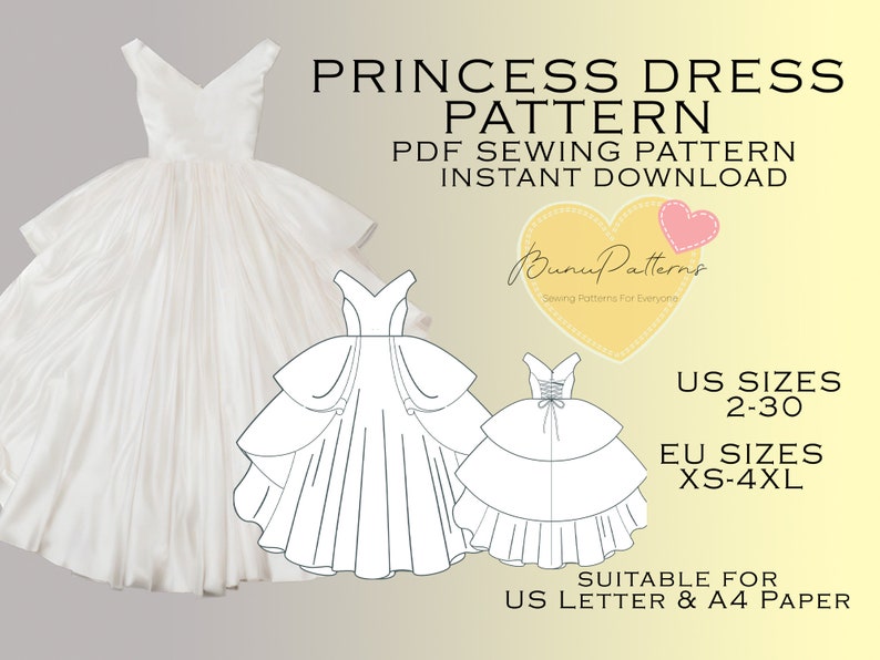 Princess Dress Sewing Pattern Wedding Dress PDF Sewing - Etsy UK