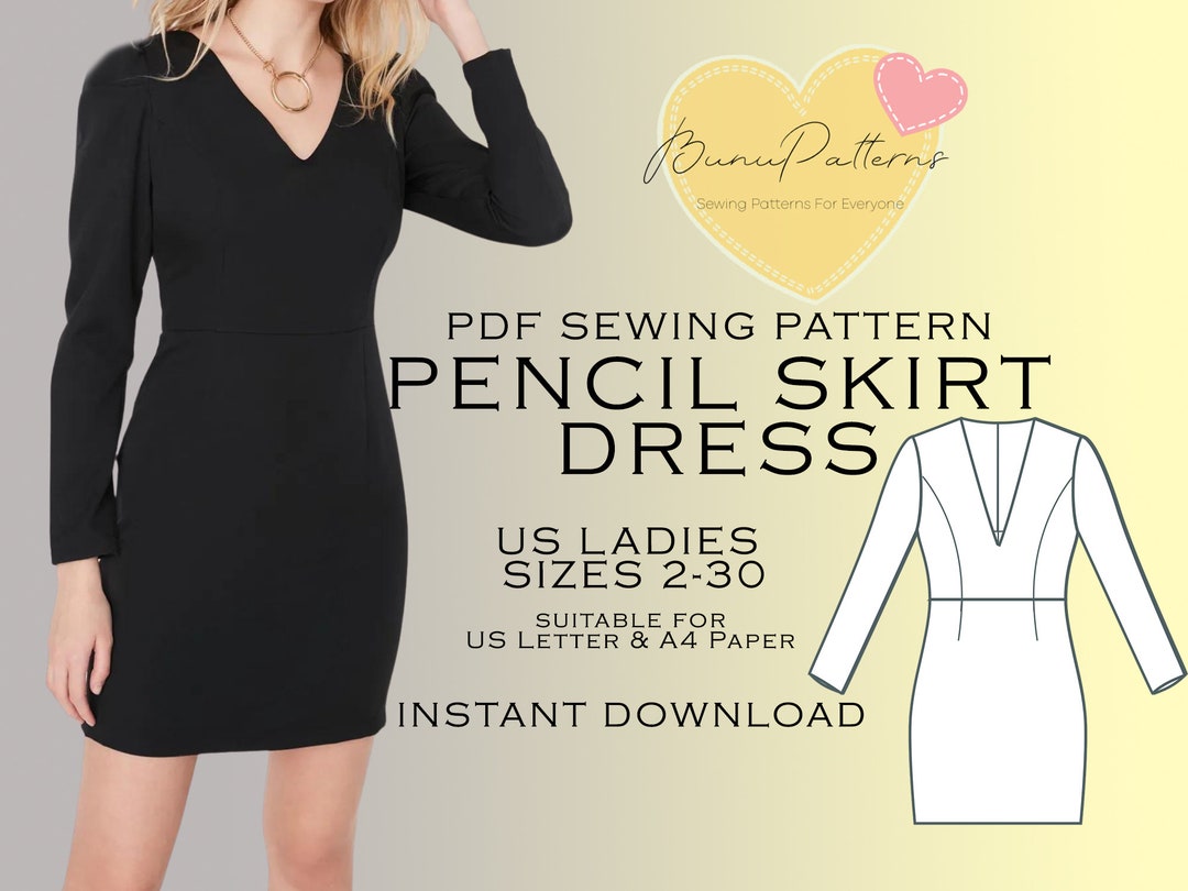 Pencil Dress Sewing Pattern PDF Sewing Pattern Instant - Etsy