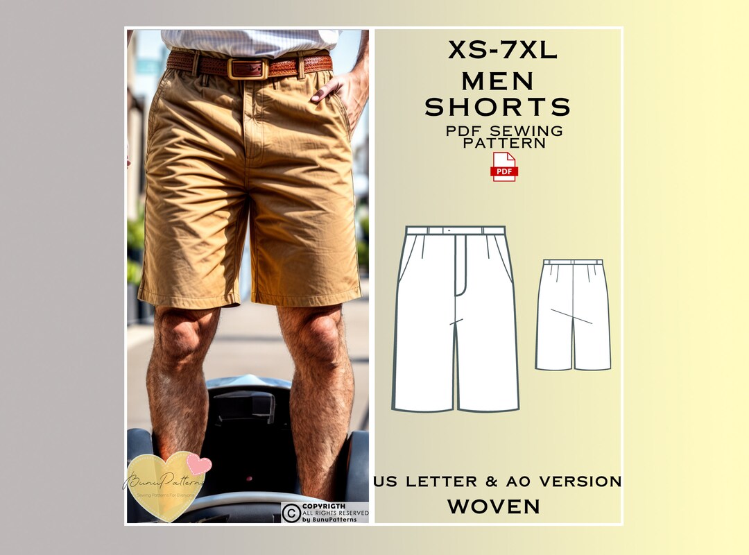 Men Shorts Sewing Pattern, Pleated Trousers PDF Sewing, Instant ...