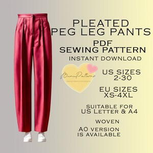 Pleated Peg Leg Pants Sewing Pattern, Cosy Everyday Trousers PDF Sewing ...