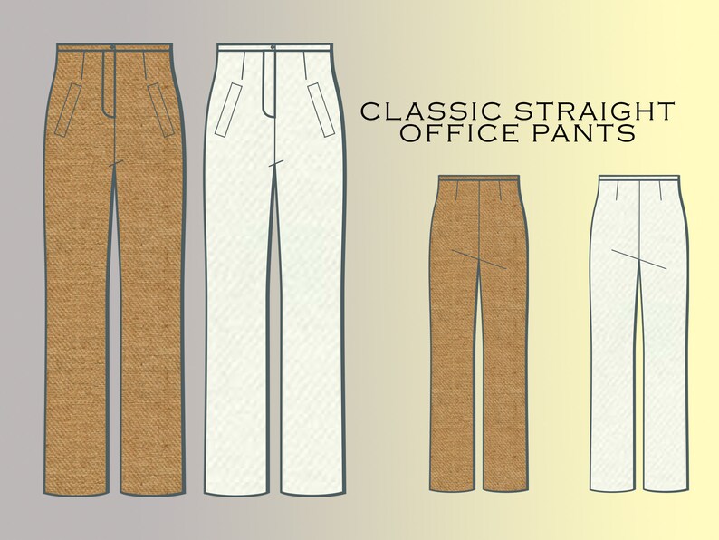 Classic Straight Pants Sewing Pattern Office Trousers PDF - Etsy