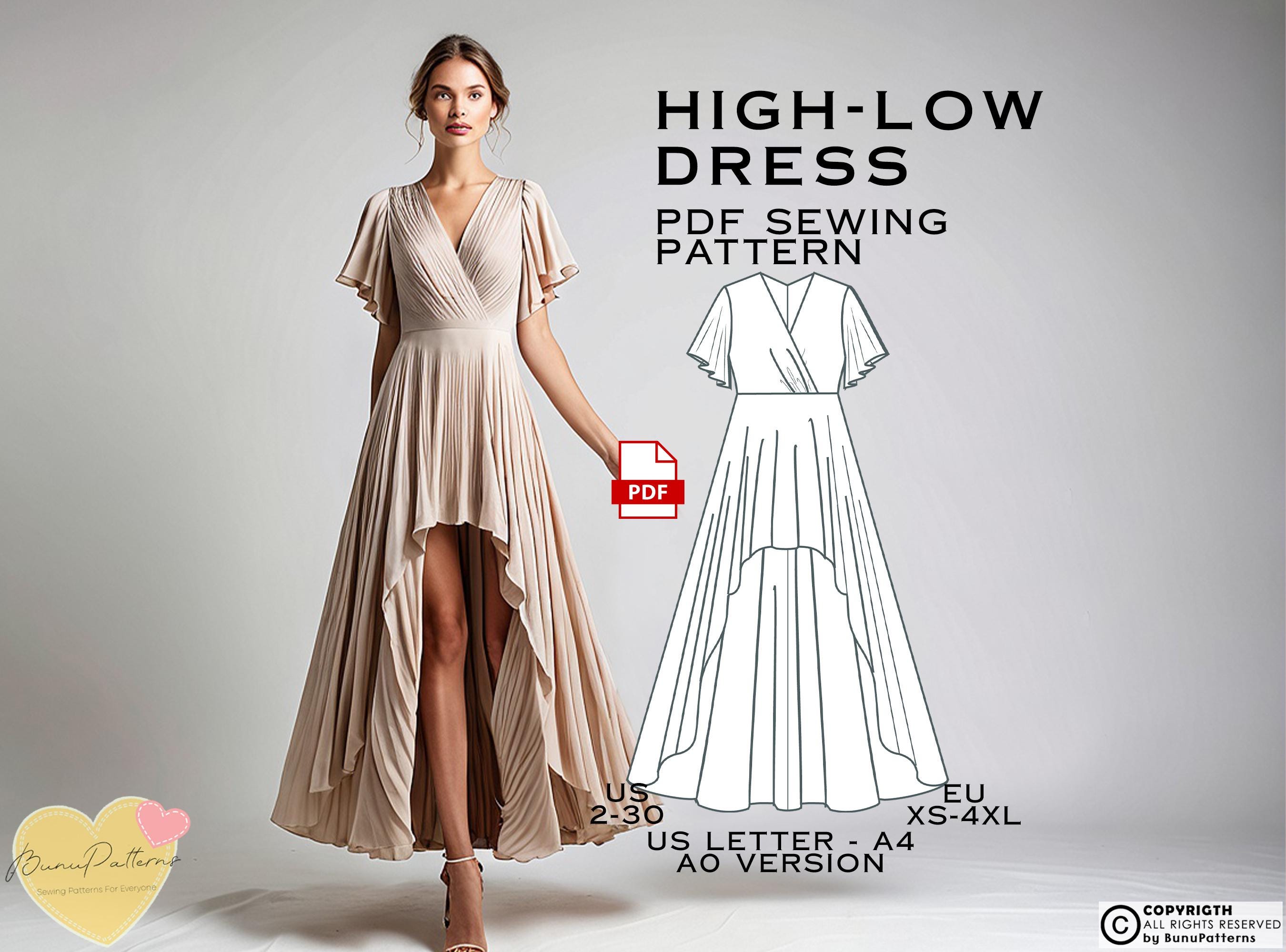 Hi-low Dress Sewing Pattern, Prom Bridesmaid Dress (PDF Pattern) - Etsy