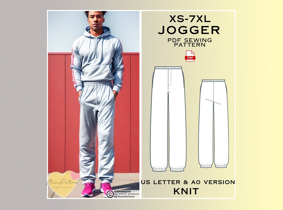 Men's Jogger Sewing Pattern: Plus Size Sweatpants (XS-7XL) (PDF Pattern ...