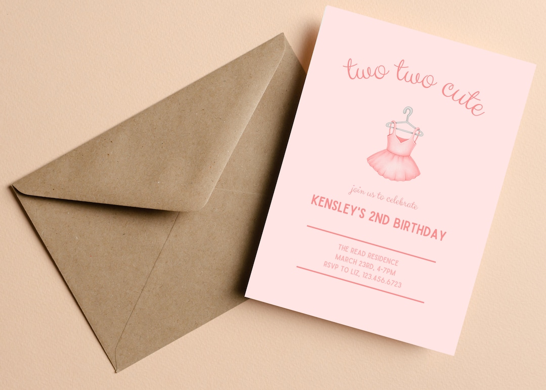 Tutu Birthday Invitation, Instant Download, 2nd Birthday Invite, Ballet ...