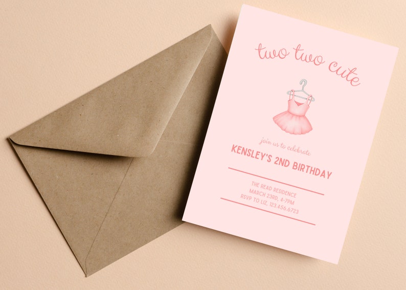 Tutu Birthday Invitation, Instant Download, 2nd Birthday Invite, Ballet ...