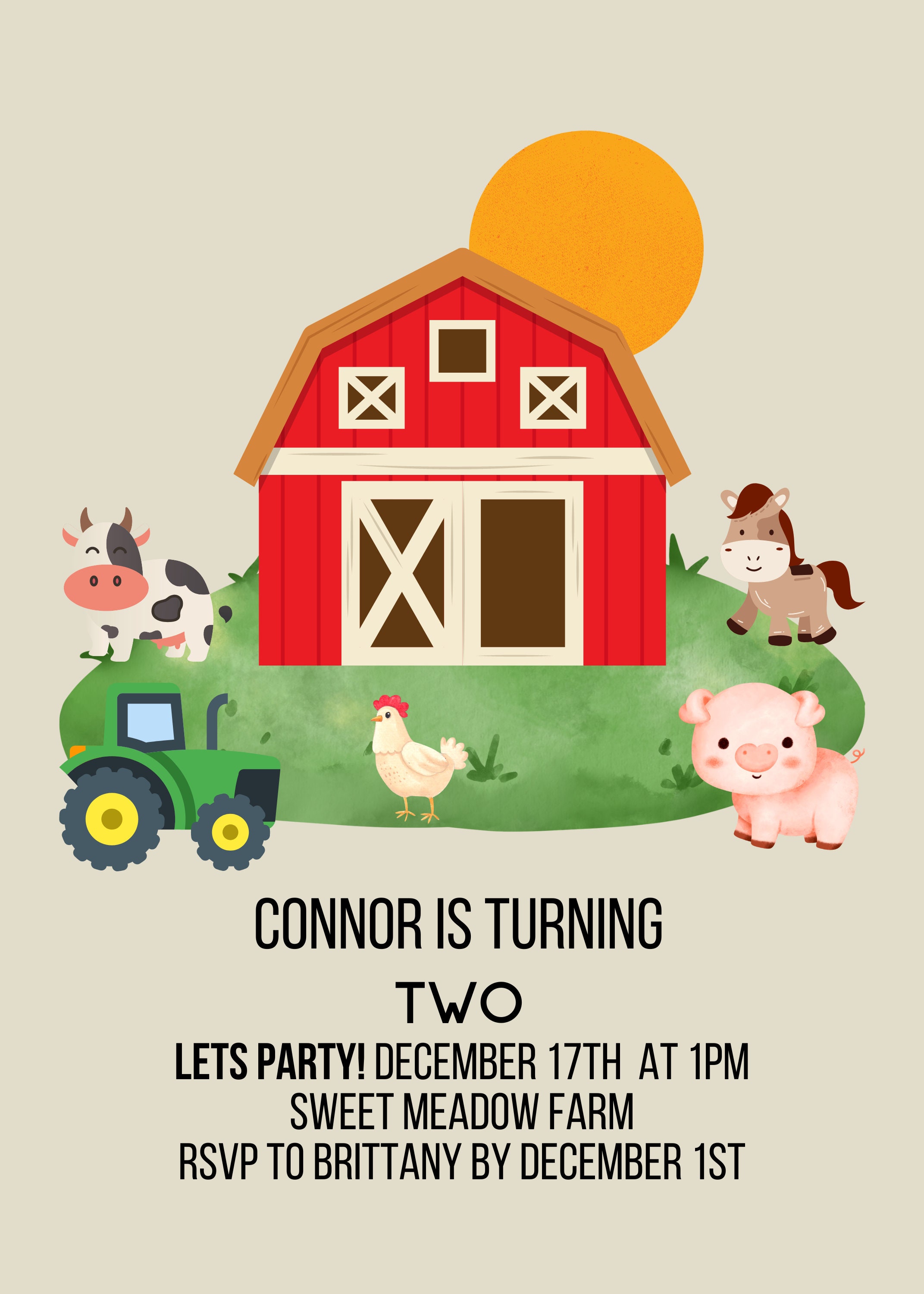 Editable Farm Birthday Invitation, Birthday Invite, Template, Farm ...