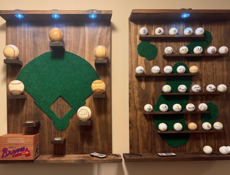Baseball Display Case Shelf - LED Lights - Wall Mount - Collectors ...