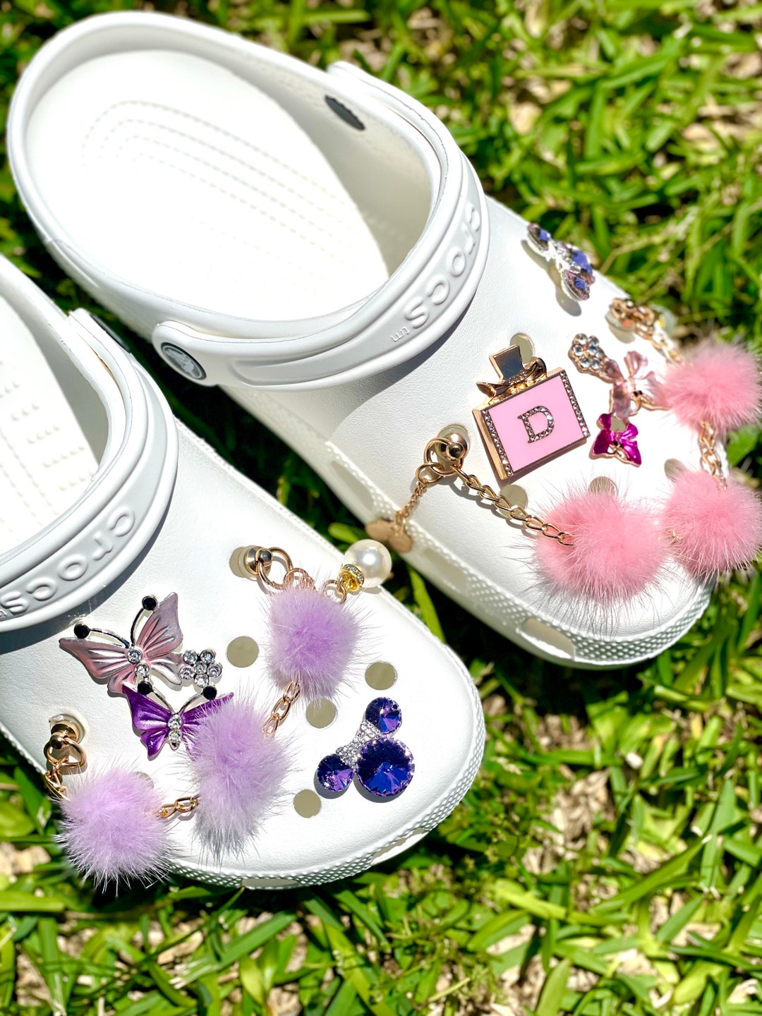 Pom Pom Crocs Chain Set . Pink Croc Chain Set. Purple Croc Chain Set ...