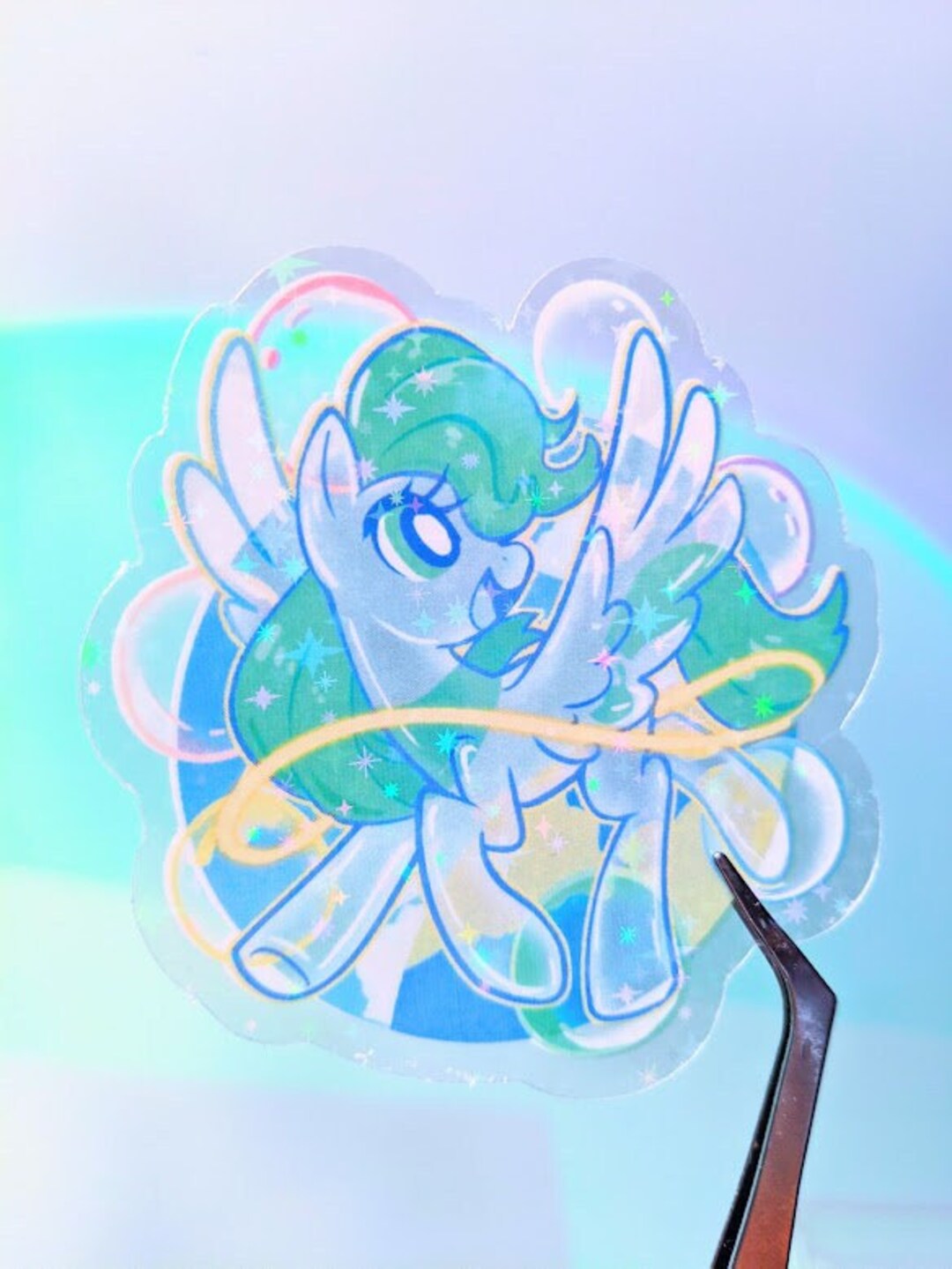 Y2K Frutiger Aero Pegasus Pony 3 Semi Transparent Holographic Sticker ...
