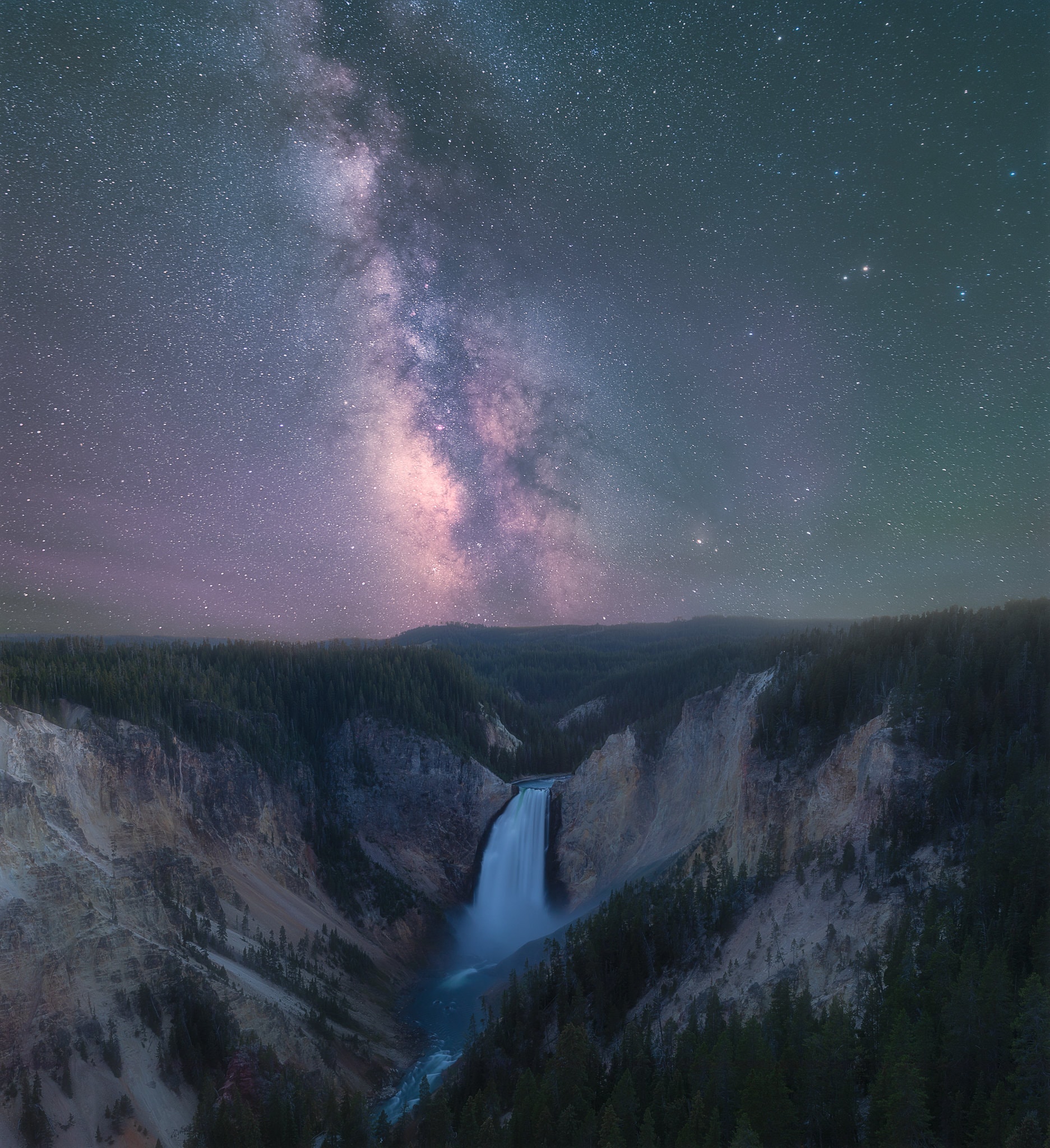 Milky Way Over Yellowstone's Lower Falls - Etsy