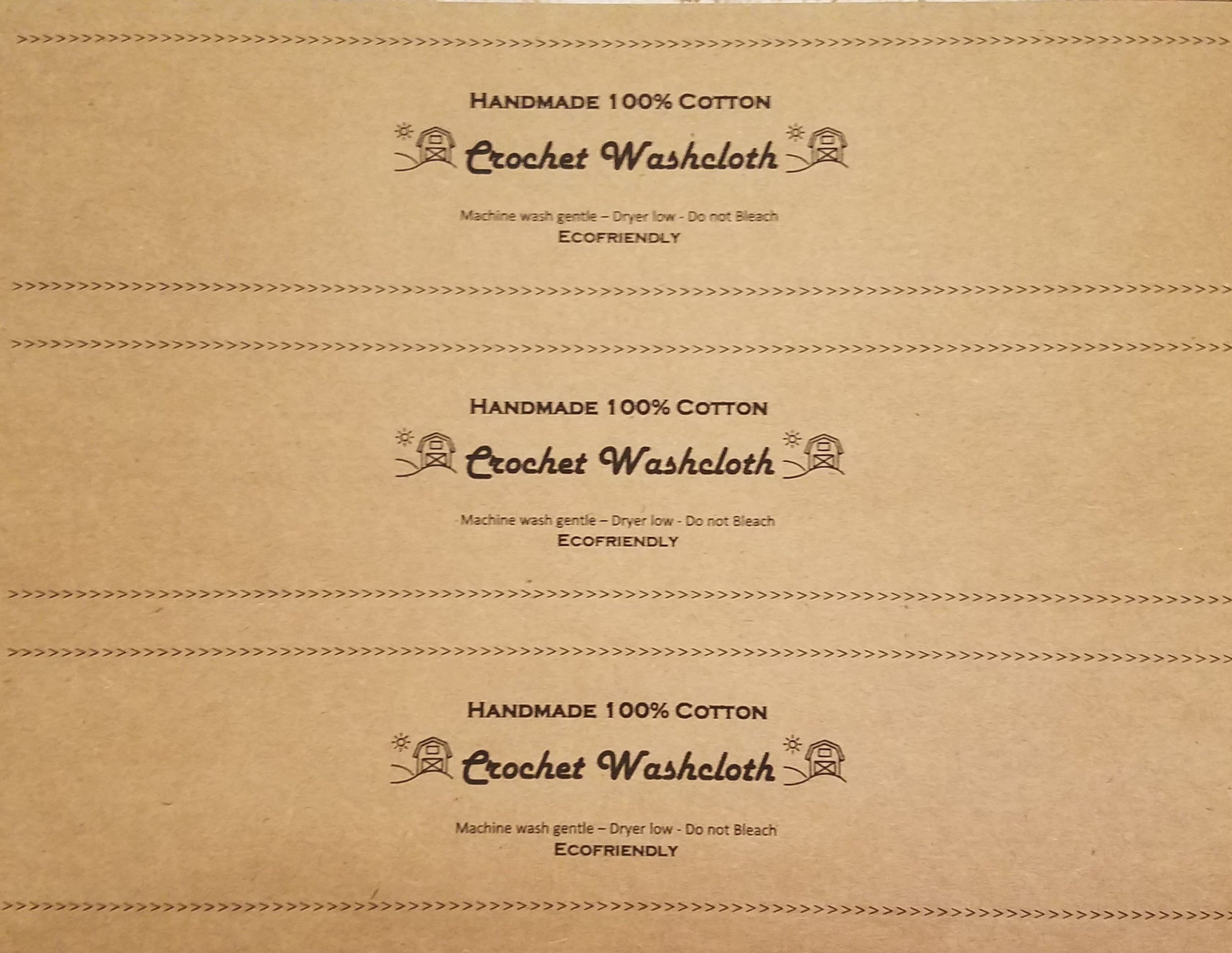 Farmhouse Style Crochet Printable Washcloth Wrap Label, DIY, PDF - Etsy
