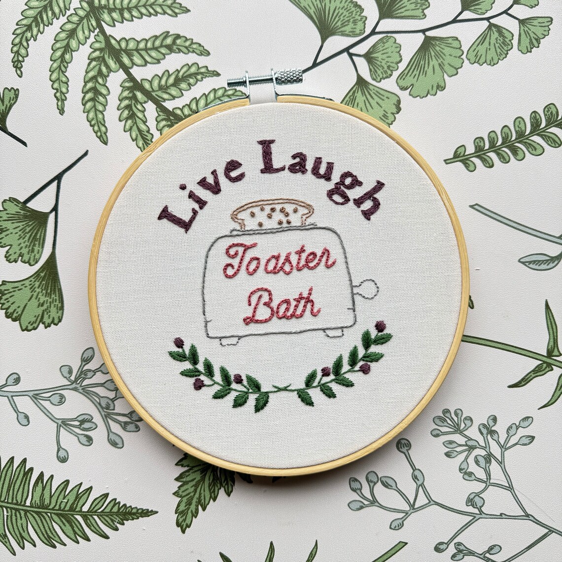 Live Laugh Toaster Bath Hand Embroidery Sign DIY Customizable Pattern ...