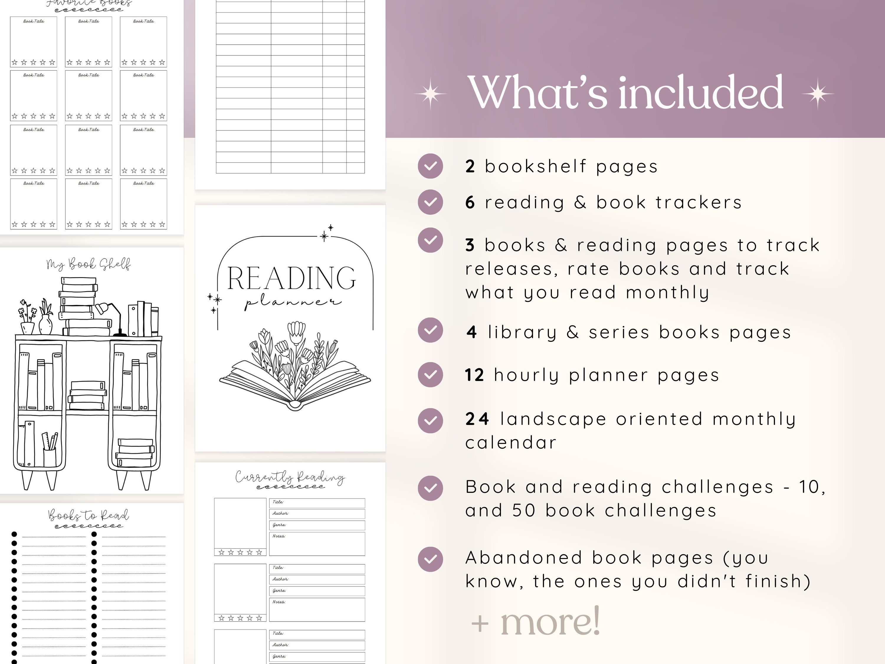 Reading Planner Printable Digital Journal Book Tracker Reading Log Book ...