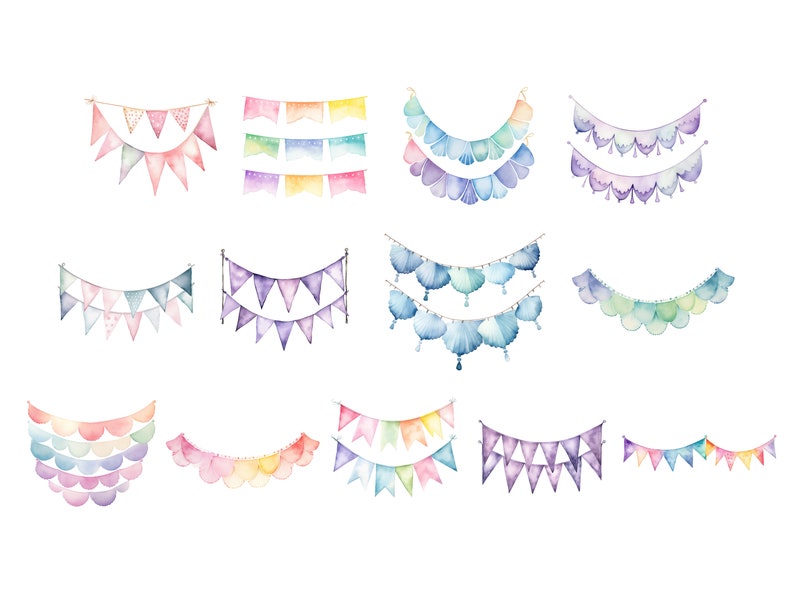 Watercolor Ribbon Banner Clipart Set, Party Invitation, Baby Shower ...