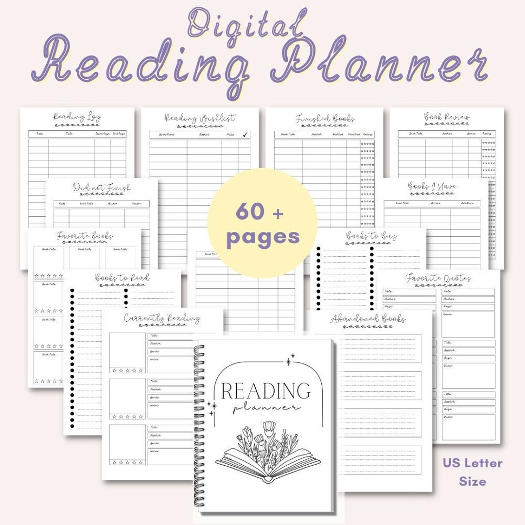 Reading Planner Printable Digital Journal Book Tracker Reading - Etsy