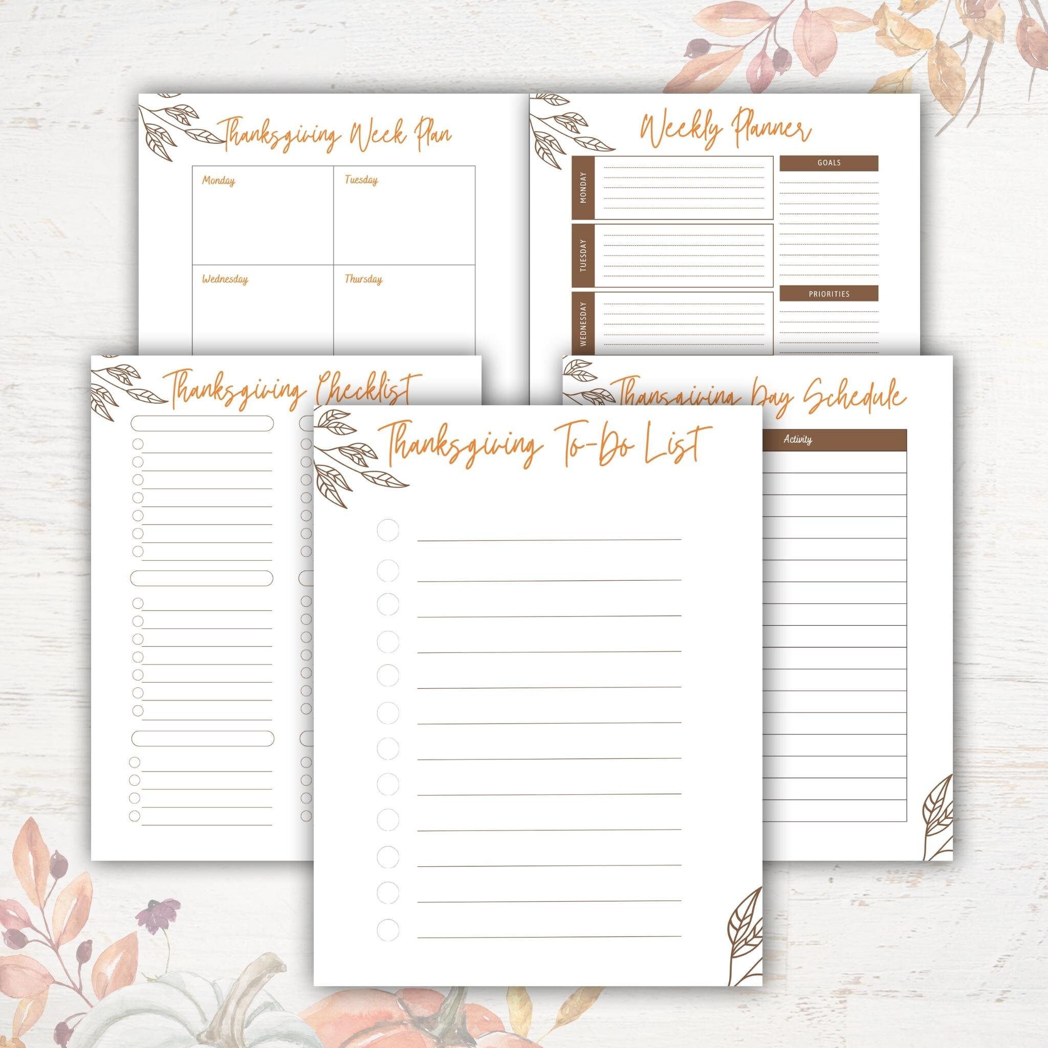 Thanksgiving Planner Printable Holiday Meal Planner, Thanksgiving ...