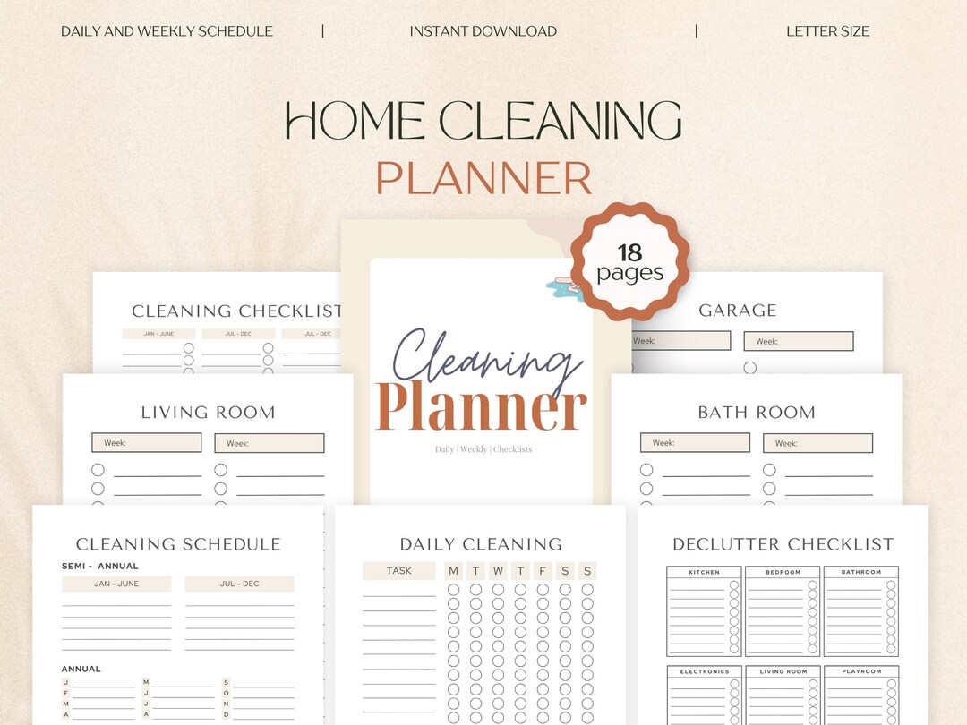 Cleaning Schedule Printable House Cleaning Planner Weekly Cleaning ...