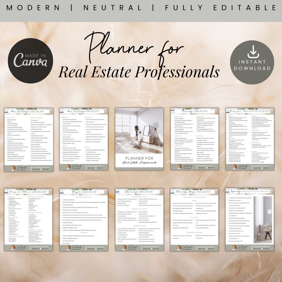 Neutral Planner for Realtors Printable Goal Chart Real Estate Business ...