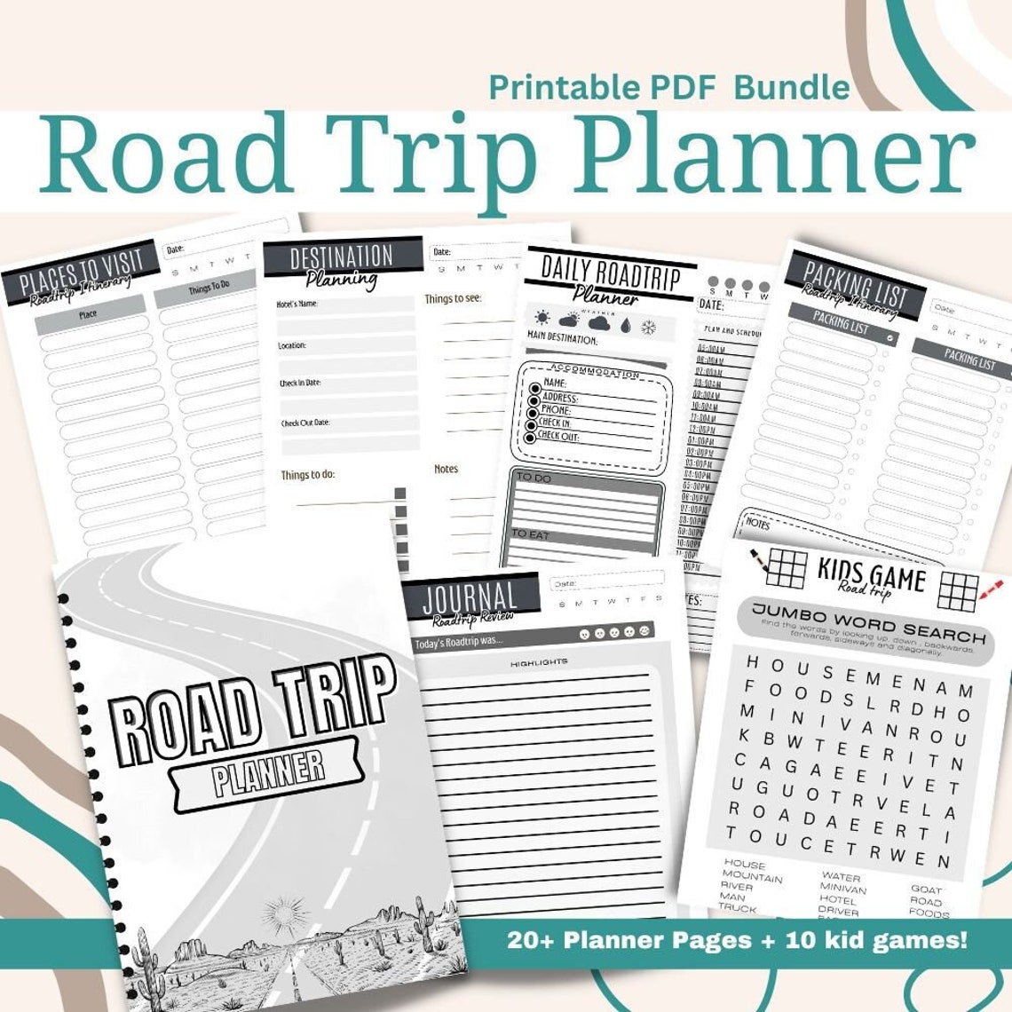 Road Trip Planner Printable Travel Planner Packing List Vacation ...