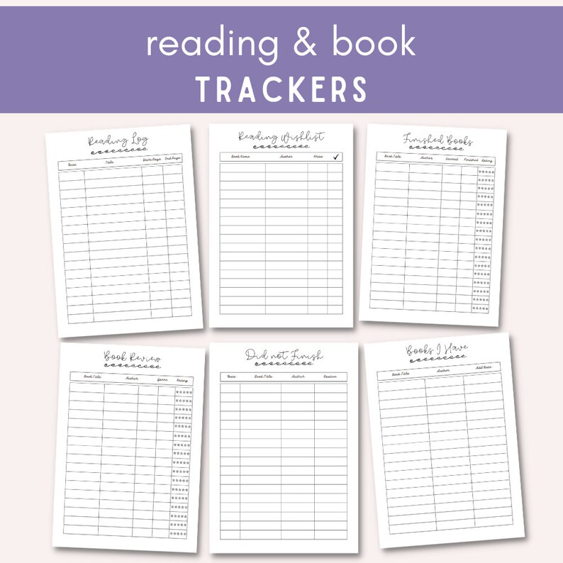 Reading Planner Printable Digital Journal Book Tracker Reading Log Book ...