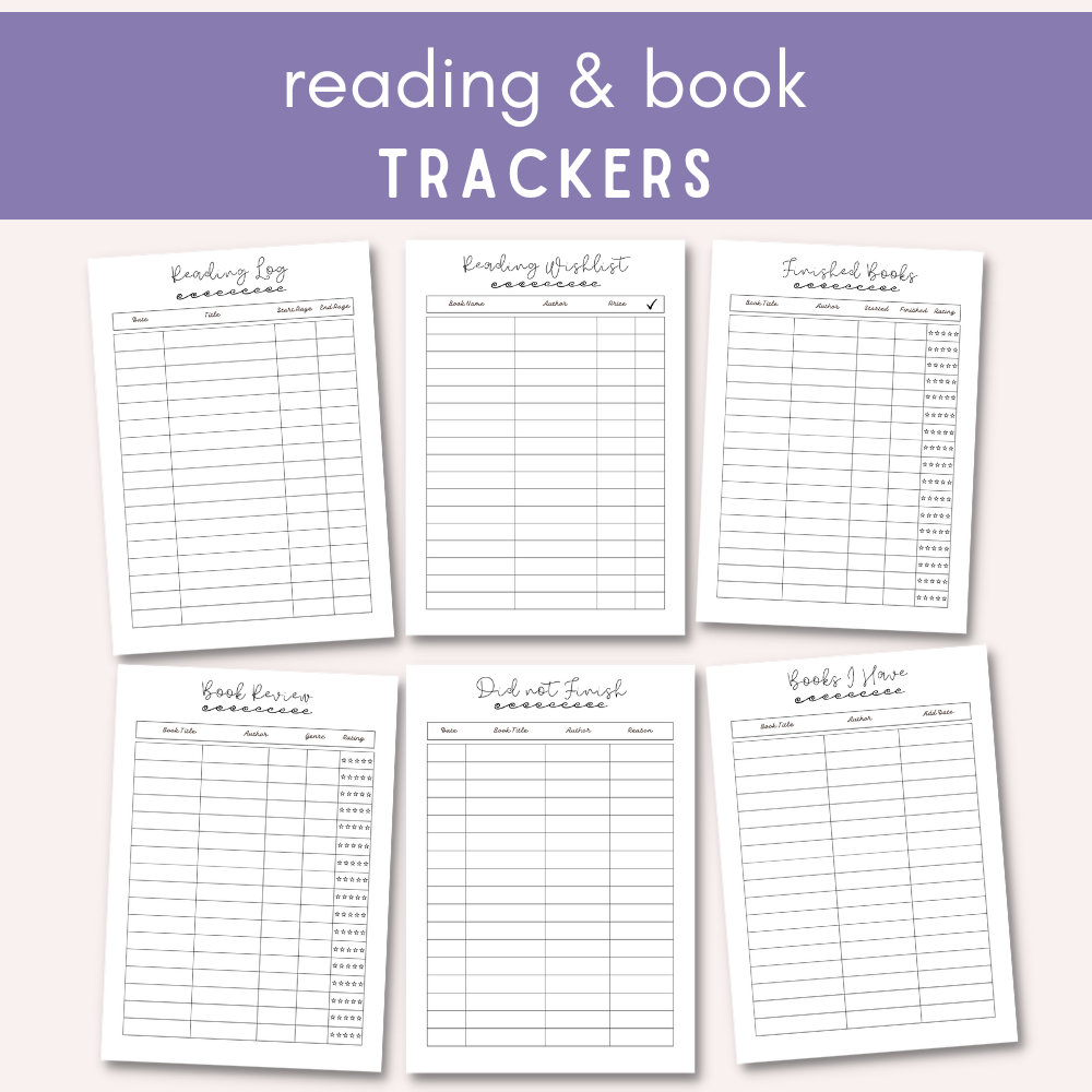 Reading Planner Printable Digital Journal Book Tracker Reading Log Book ...