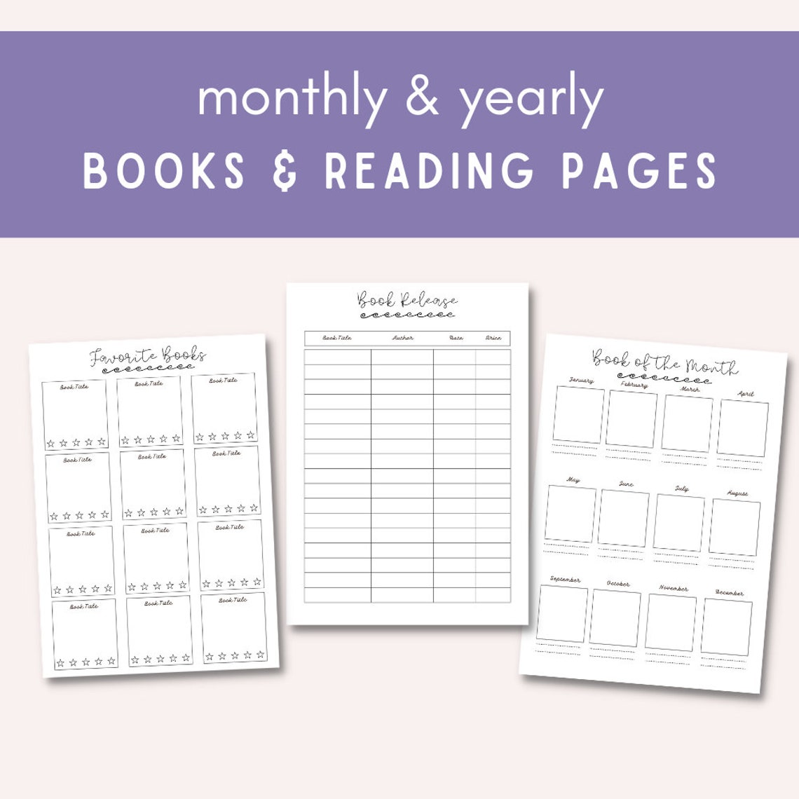 Reading Planner Printable Digital Journal Book Tracker Reading Log Book ...