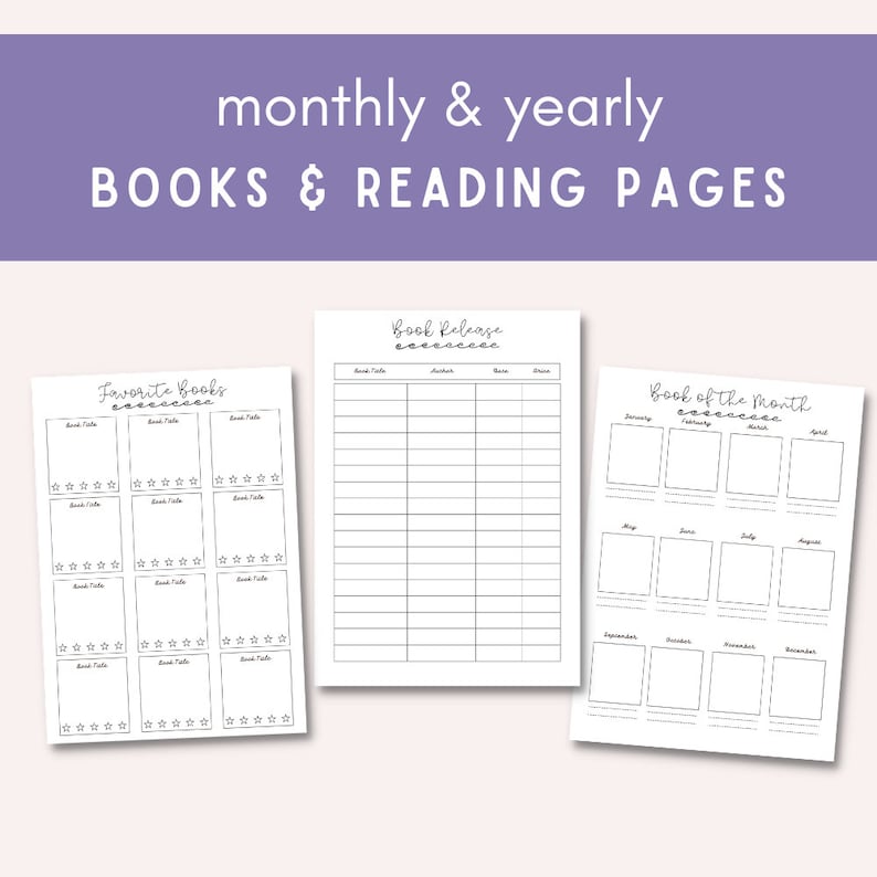 Reading Planner Printable Digital Journal Book Tracker Reading Log Book ...