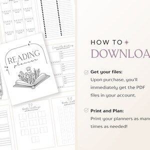 Reading Planner Printable Digital Journal Book Tracker Reading Log Book ...
