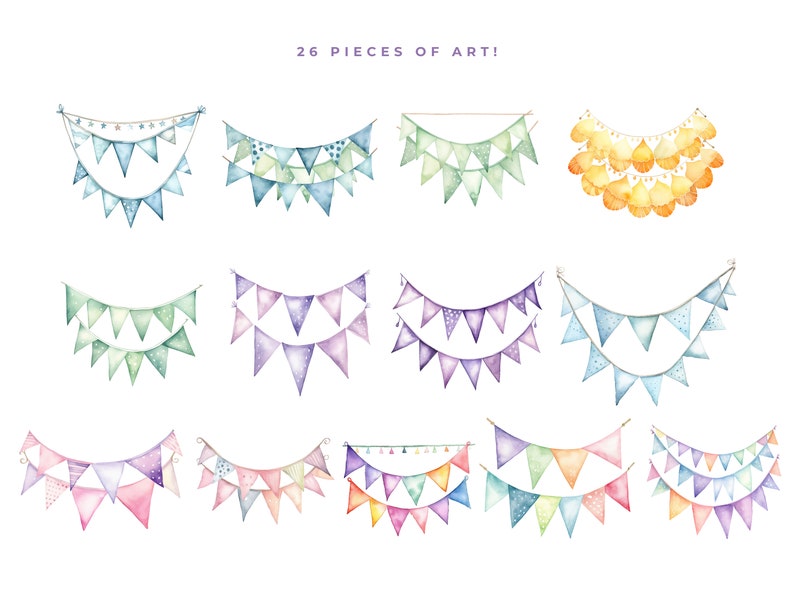 Watercolor Ribbon Banner Clipart Set, Party Invitation, Baby Shower ...