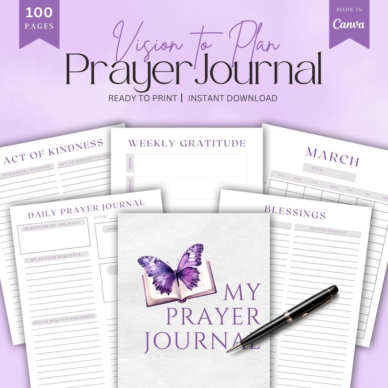 Prayer Journal Printable Digital Planner Bible Study Planner Scripture ...
