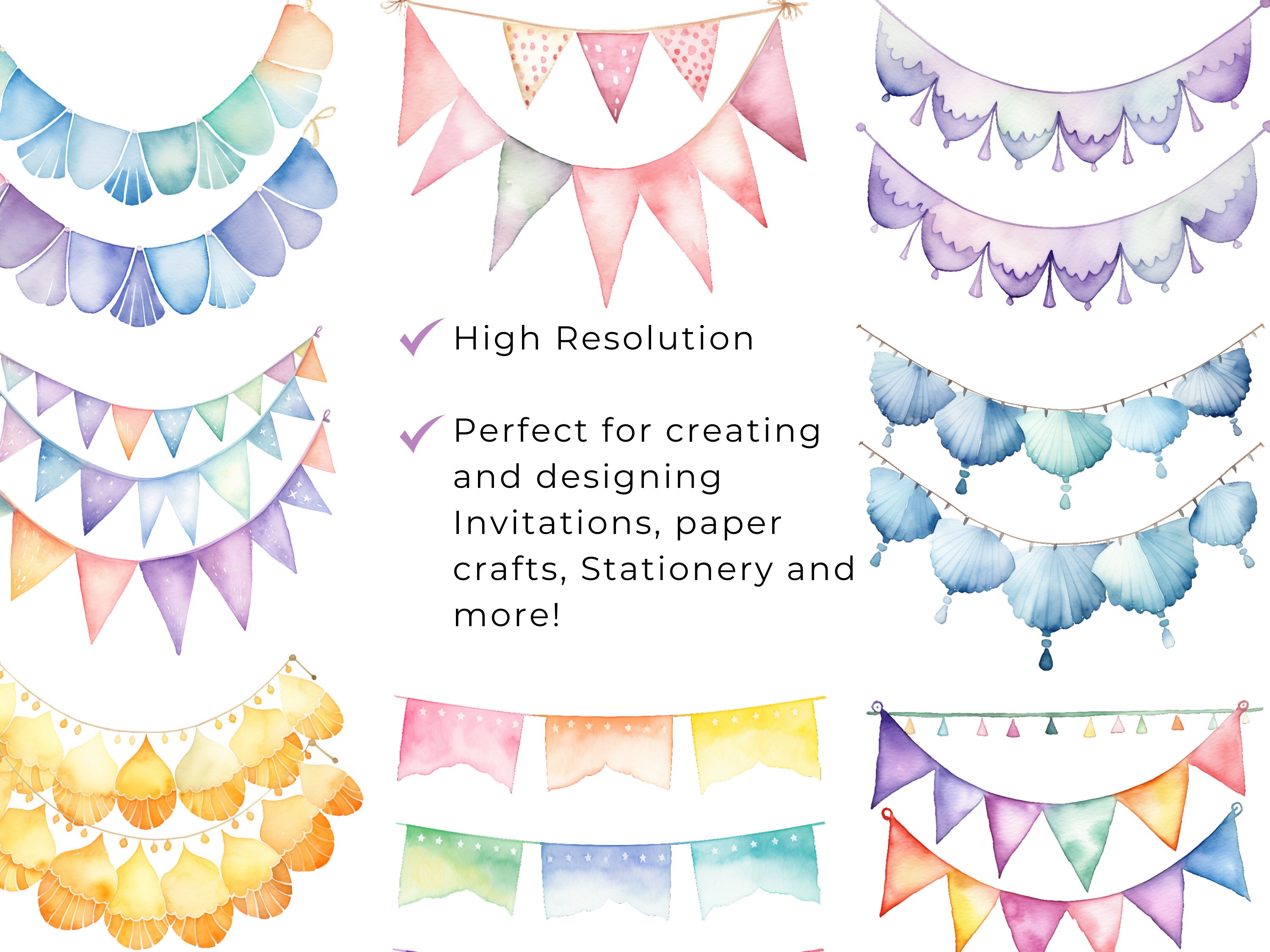 Watercolor Ribbon Banner Clipart Set, Party Invitation, Baby Shower ...