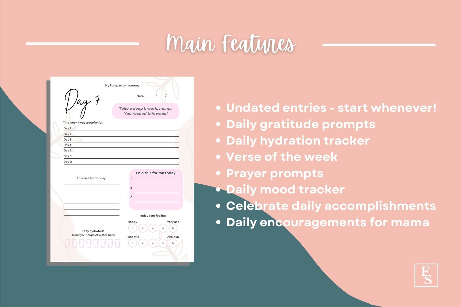Prayer and Wellness Postpartum Journal | 6 Week | Printable Journal ...