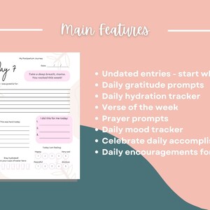 Prayer and Wellness Postpartum Journal | 6 Week | Printable Journal ...